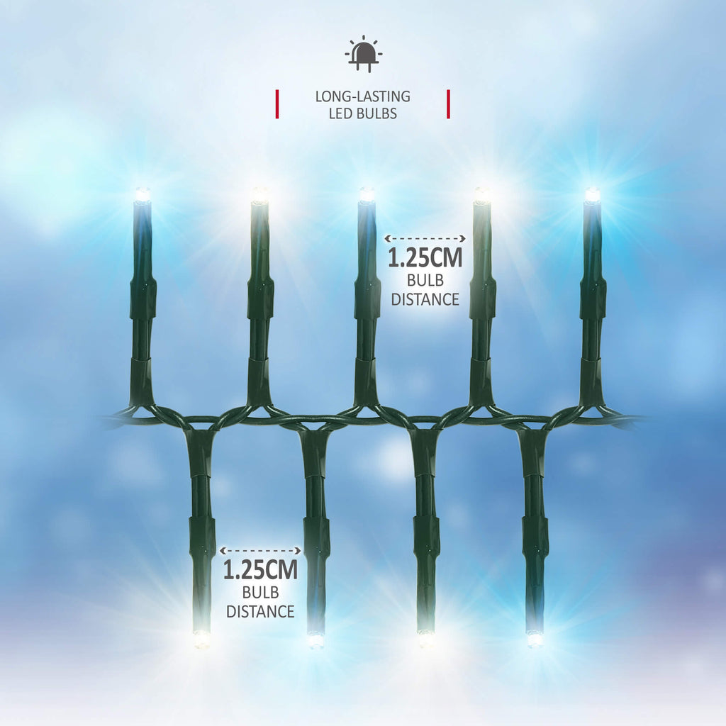 Clauster Warm and Cool LED light with Timer -Green Cable– Very Merry UK