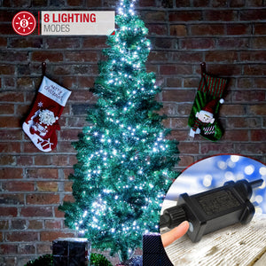 Clauster Cool White LED light with Timer -Green Cable– Very Merry UK