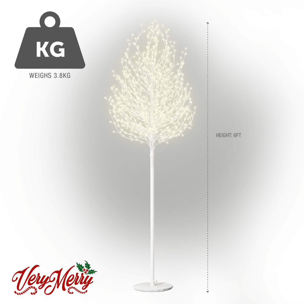 Micro Dot Warm White LED Tree with Timer -White– Very Merry UK